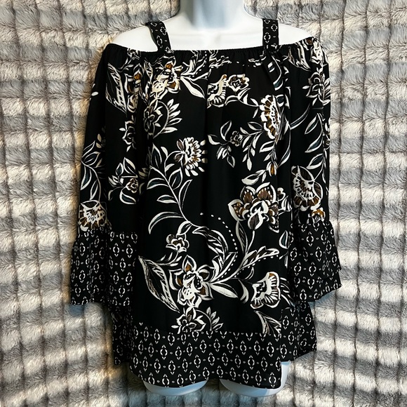 Zac & Rachel | Tops | Zac Rachel 34 Sleeve Floral Cold Shoulder Blouse ...